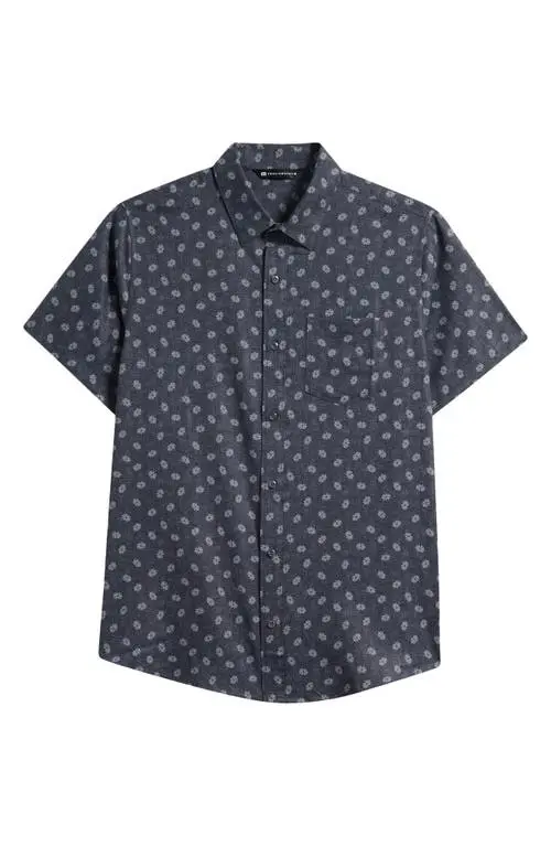 Travis Mathew Grey Wind Short Sleeve Button-up Shirt