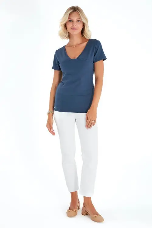 ACCOUCHEE Maternity/nursing Top - Navy Blue