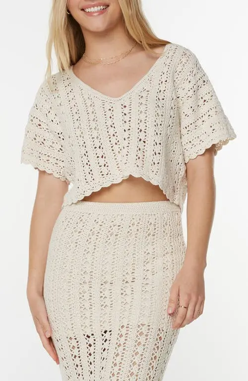 Roxy Boxy Crochet Sweater - Parchment Solid