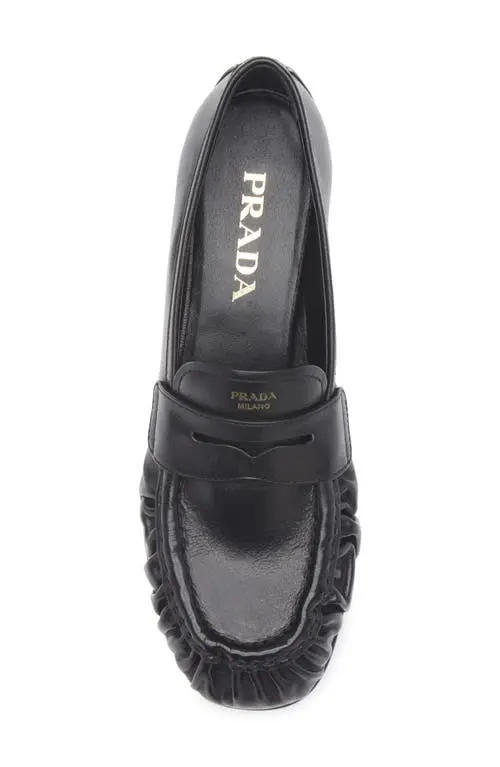 Prada Ruched Toe Penny Loafer - Nero