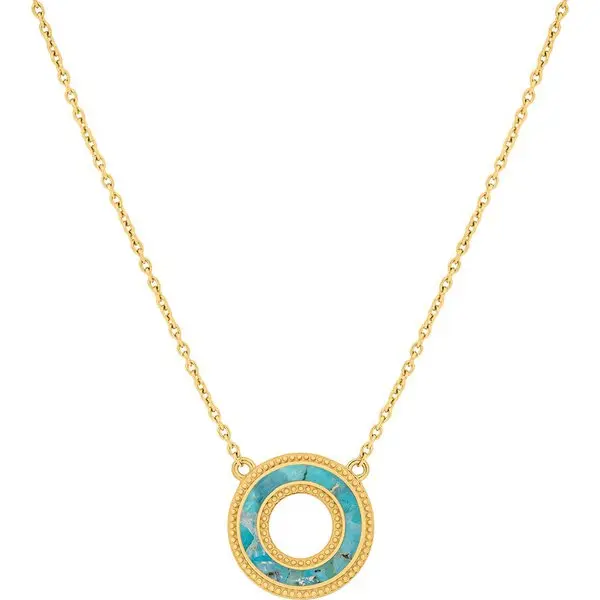 KARMA AND LUCK Elevated Existence Turquoise Karma Circle Necklace - Gold/turquoise