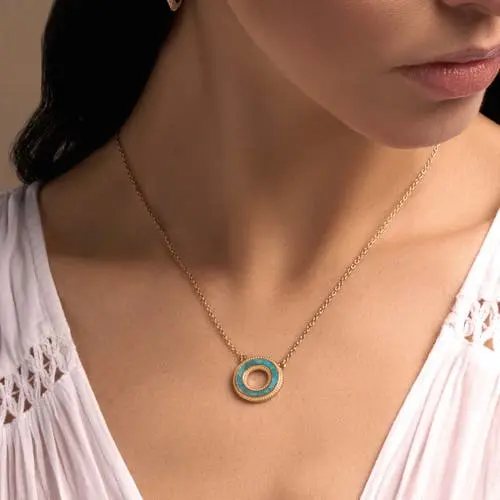 KARMA AND LUCK Elevated Existence Turquoise Karma Circle Necklace