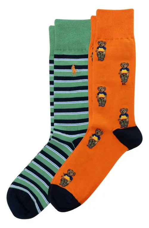 Polo Ralph Lauren Surf Club Mini Bears Assorted Two-pack Socks - Orange