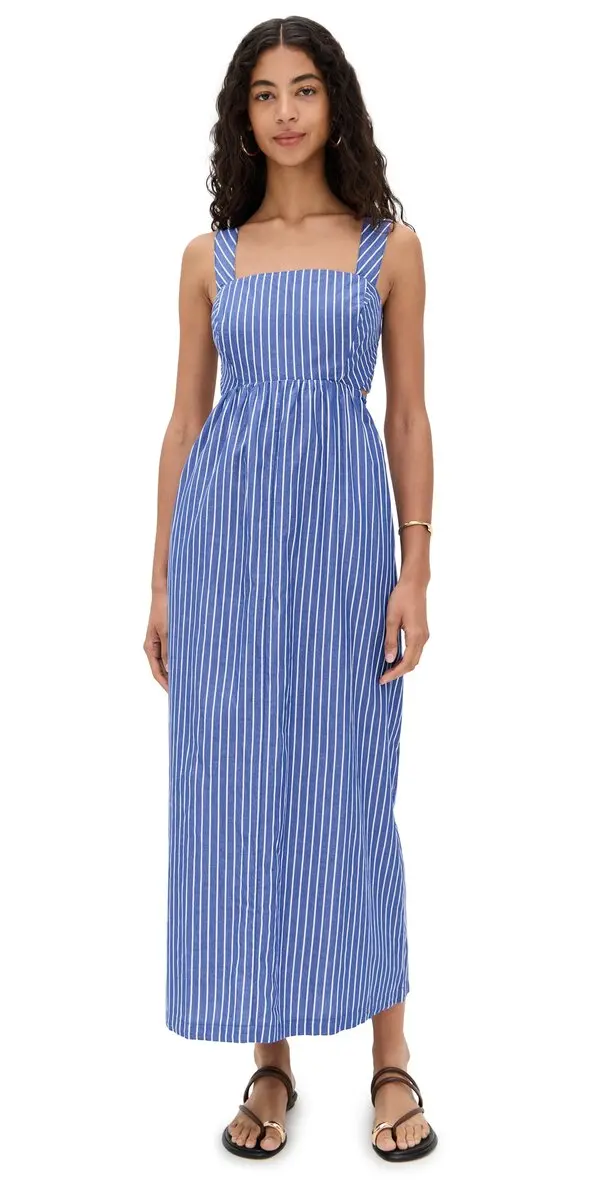 Stateside Poplin Stripe Open Back Midi Dress