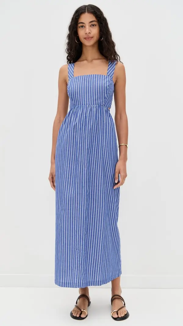 Stateside Poplin Stripe Open Back Midi Dress