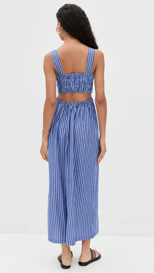 Stateside Poplin Stripe Open Back Midi Dress