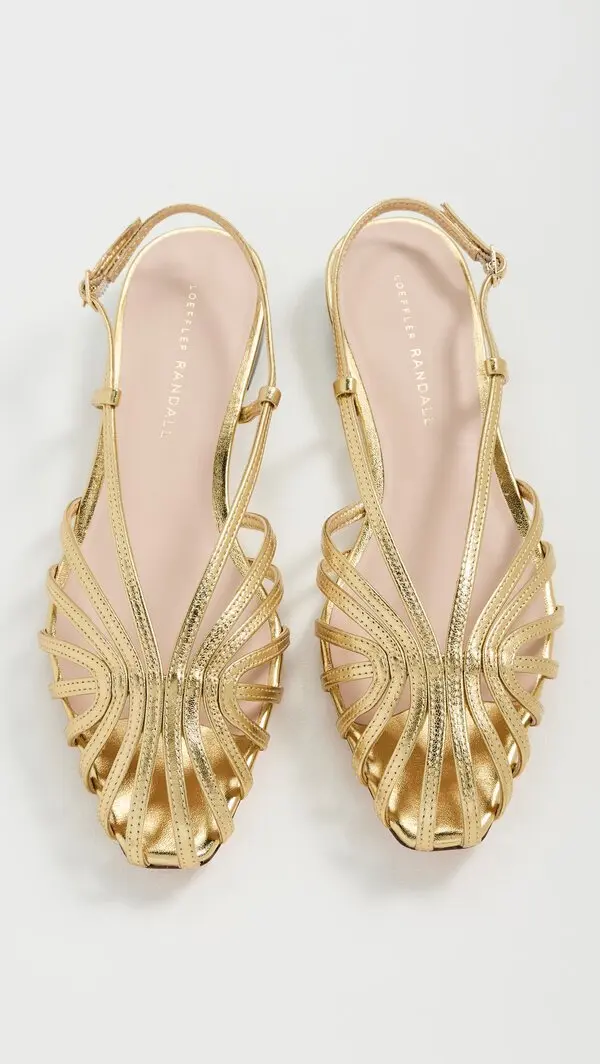 LOEFFLER RANDALL Devon Lattice Slingback Sandals - Gold