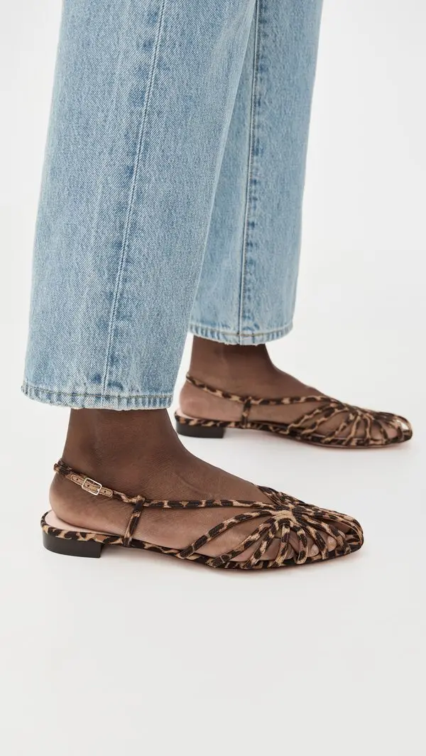 LOEFFLER RANDALL Devon Lattice Slingback Sandals - Leopard
