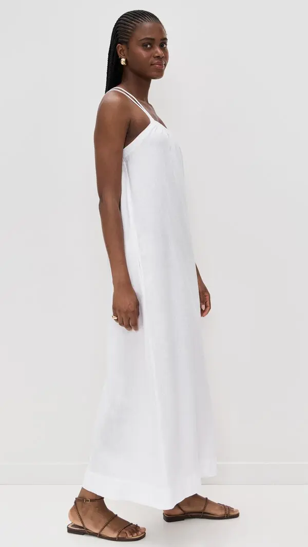 Linen Asymmetric Tie Maxi Dress