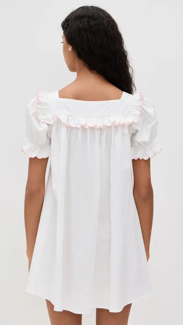 tea time babydoll mini dress For Love & Lemons Tea Time Babydoll Dress | White/Floral | Size M
