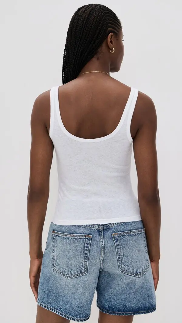 LESET Laura Scoop Neck Tank - White