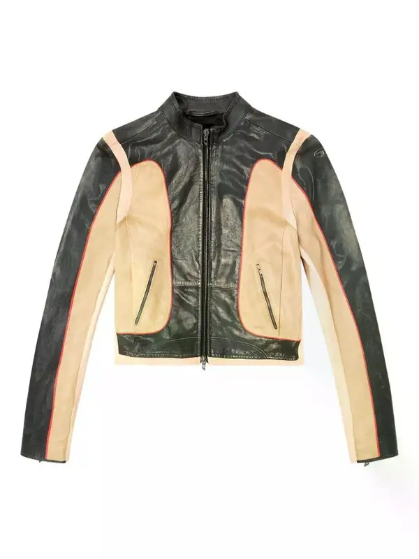 DIESEL® L-oonie Panelled Leather Jacket - Neutrals