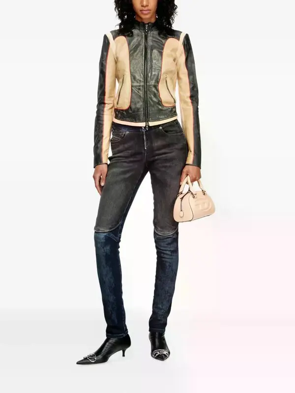 DIESEL® L-oonie Panelled Leather Jacket - Neutrals