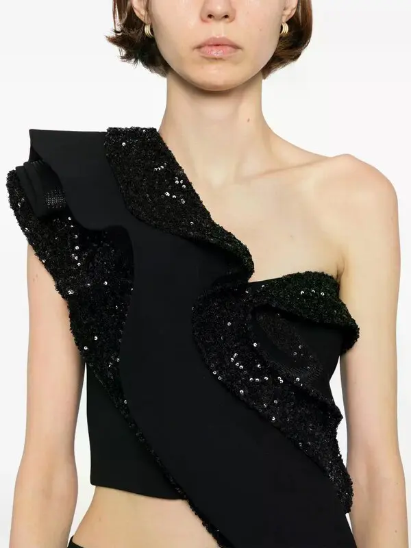 Maticevski Asymmetric Sequin Corset Top