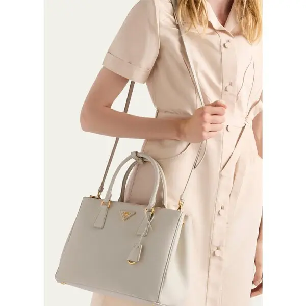Prada Galleria Saffiano Leather Top-handle Bag - Talc