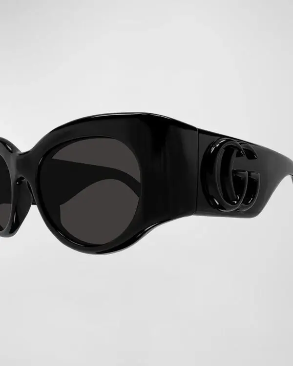 Gucci Gg Round Frame Sunglasses - Black