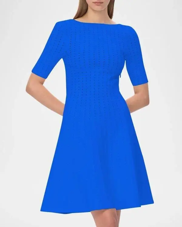 Herve Leger The Donna Pointelle A-line Dress - Bright Blue