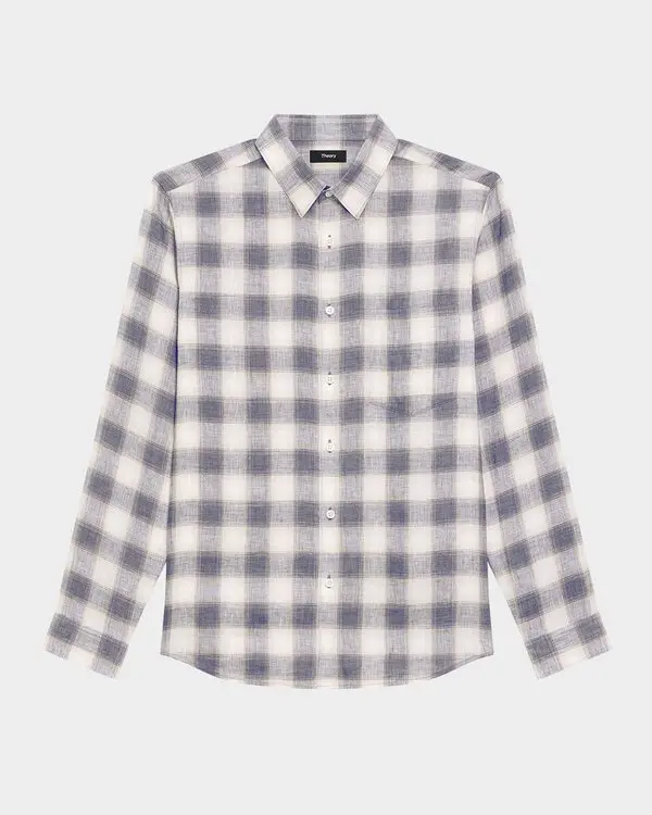 Theory Irving Ombre Check Pocket Sport Shirt - Carbonmlt