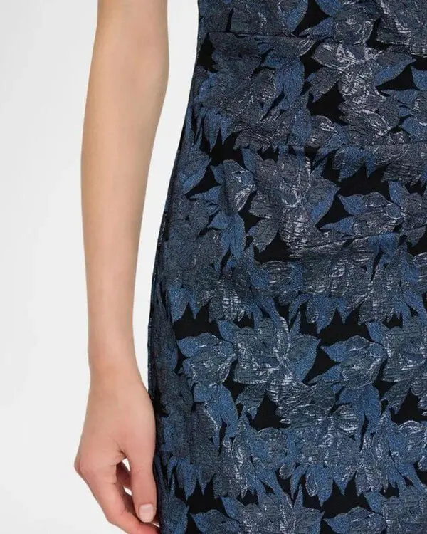 Aidan Mattox Sleeveless Floral Jacquard Midi Dress - Black