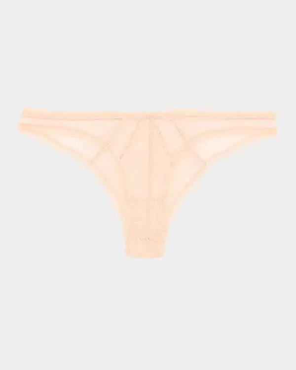 Kiki De Montparnasse Dahlia Scalloped Floral Lace Panty - Blush