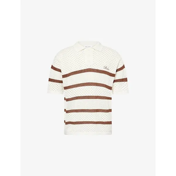 BELIER Saint Tropez Crochet Cotton-knit Polo Shirt - Ecru/mocha