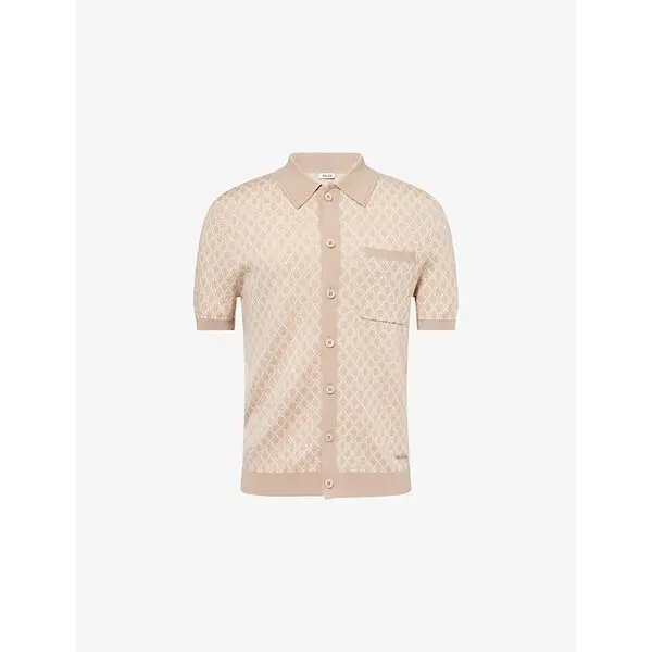BELIER Block Print Short-sleeves Wool Shirt - Beige