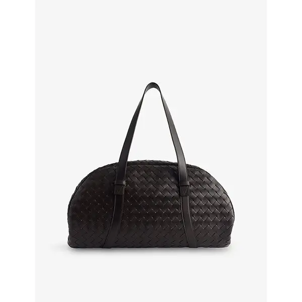 Bottega Veneta Intrecciato-weave Leather Gym Bag - Fondant-silver