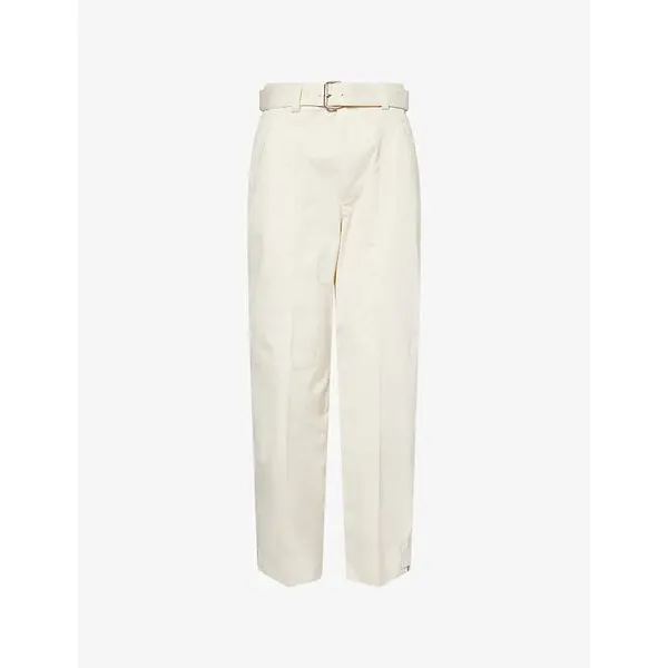 Bottega Veneta Straight-leg Cotton Twill Trousers With Belt - Frosting