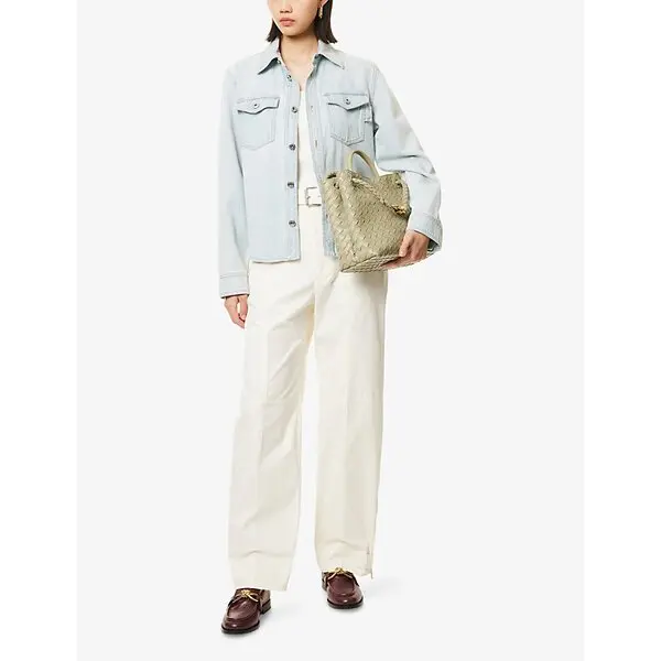 Bottega Veneta Straight-leg Cotton Twill Trousers With Belt - Frosting