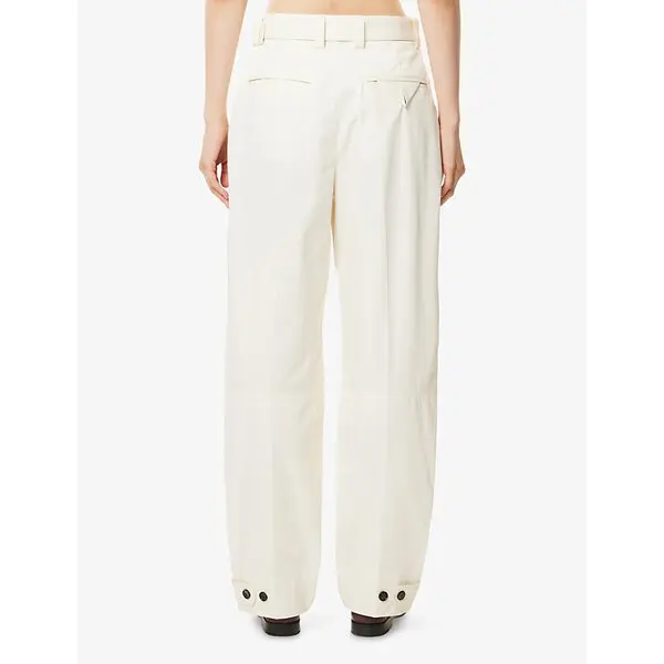 Bottega Veneta Straight-leg Cotton Twill Trousers With Belt - Frosting