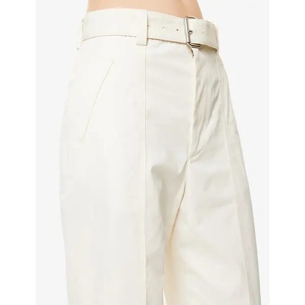 Bottega Veneta Straight-leg Cotton Twill Trousers With Belt - Frosting