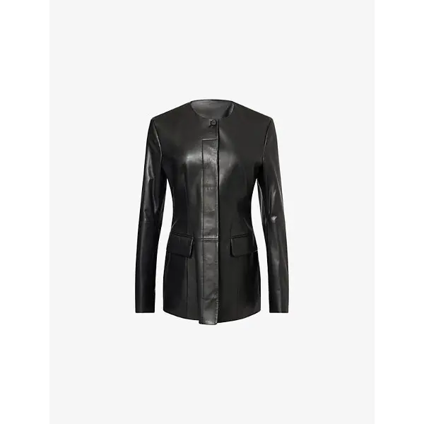 TOTEME Collarless Long Leather Jacket