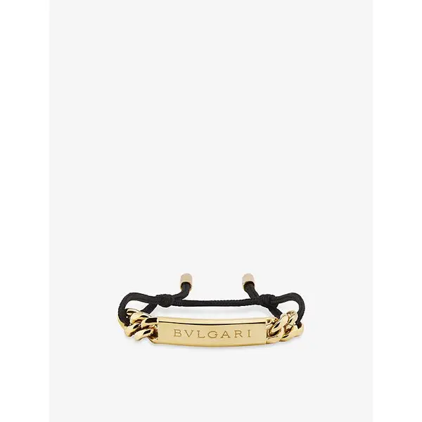 BVLGARI Engraved Gold-plated Brass String Bracelet - Black