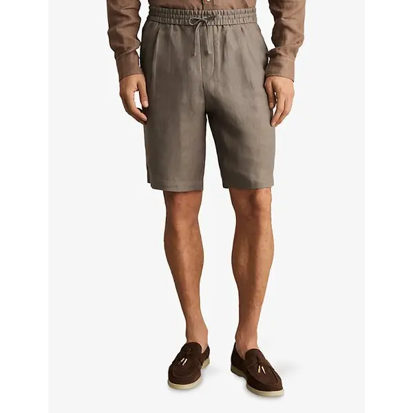REISS Drawstring Linen Shorts