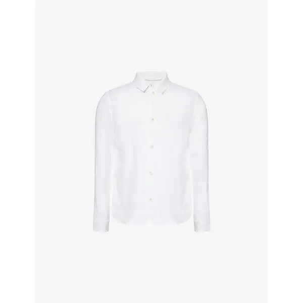 BELIER Brand-embroidery Regular-fit Linen Shirt - White
