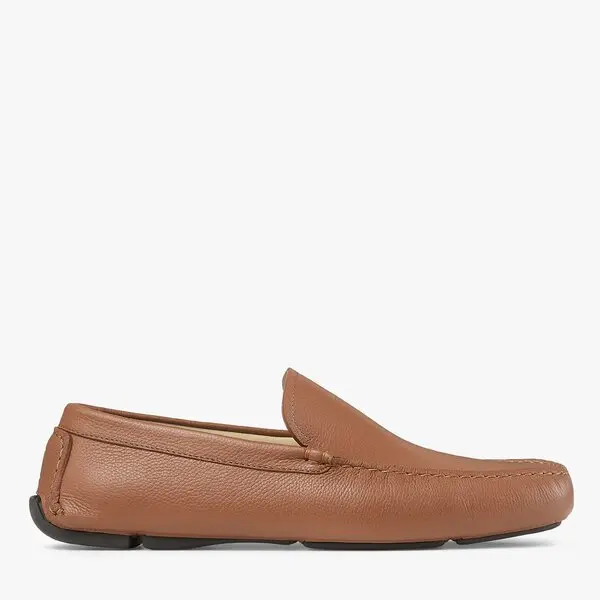 JIMMY CHOO Stanly Tan Tumbled Calf Leather Driver - Neutral