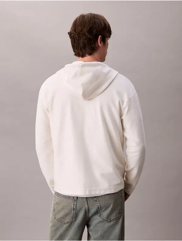 Calvin Klein Cotton Blend Boucle Relaxed Hoodie - Tofu