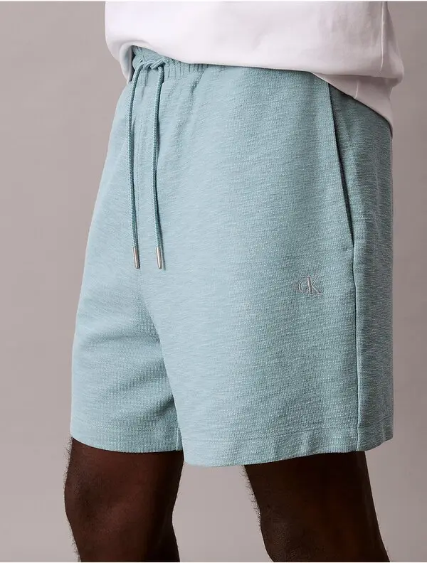 Calvin Klein Cotton Blend Boucle Pull-on Shorts - Stone Blue