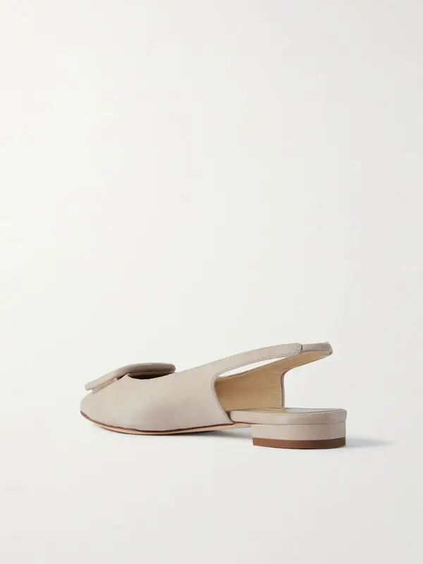 Manolo Blahnik Maylura Buckled Suede Slingback Flats - Neutrals
