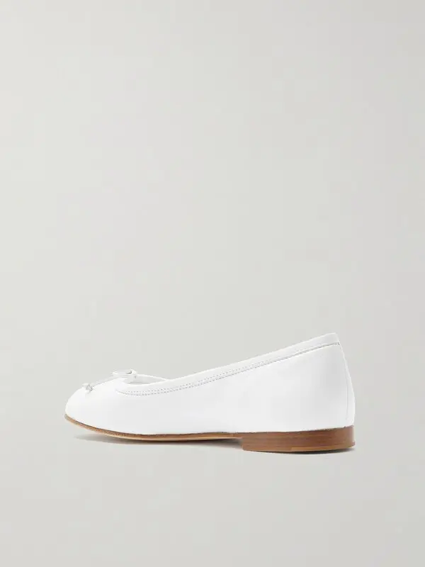 Manolo Blahnik Veralli Leather Ballet Flats - White