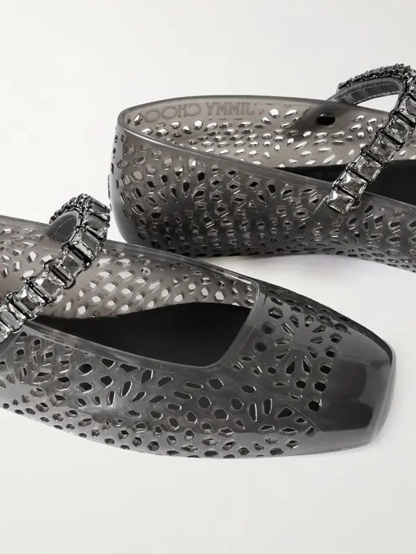 JIMMY CHOO Jelly Crystal-embellished Ballet Flats