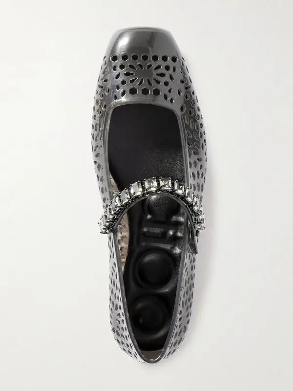 JIMMY CHOO Jelly Crystal-embellished Ballet Flats