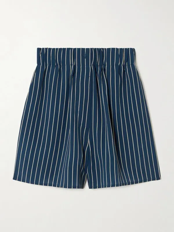 THE FRANKIE SHOP Lui Striped Crepe Shorts - Blue