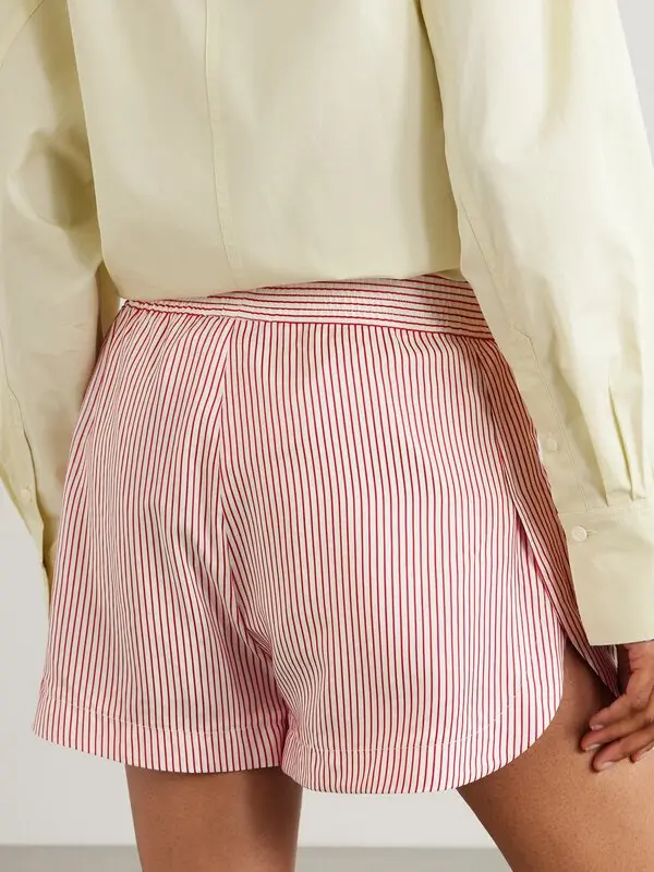 Stella McCartney Embroidered Striped Organic Silk Shorts