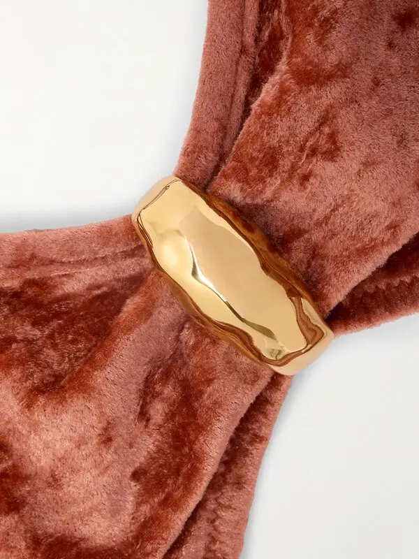 Chloé Embellished Velvet Halterneck Bikini Top