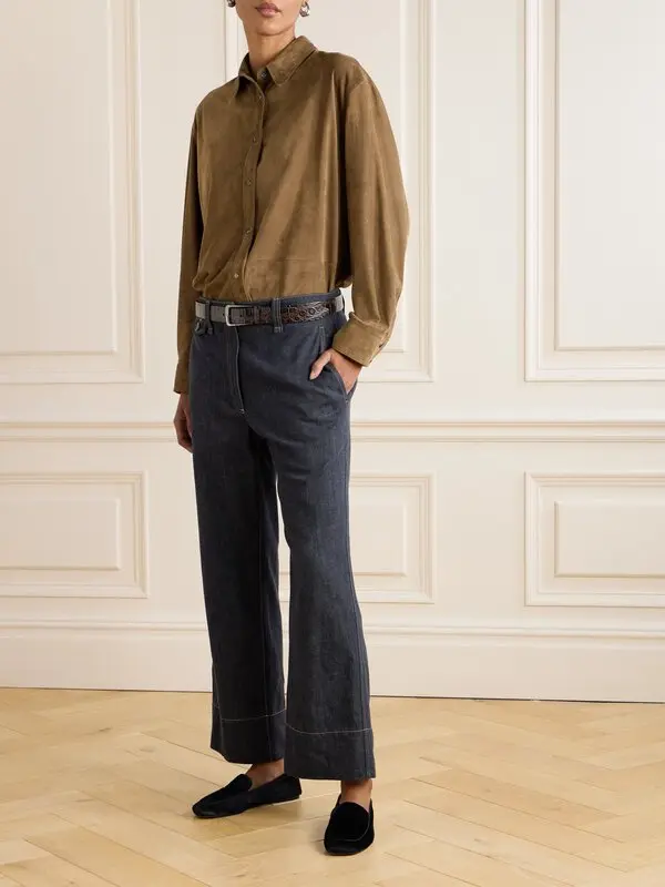 Brunello Cucinelli Cropped Wide-leg Jeans - Blue