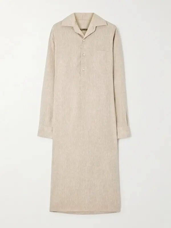 Loro Piana Lora Linen Midi Dress - Neutrals