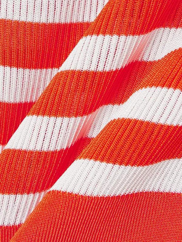 Dolce & Gabbana Cropped Striped Ribbed-knit Polo Shirt
