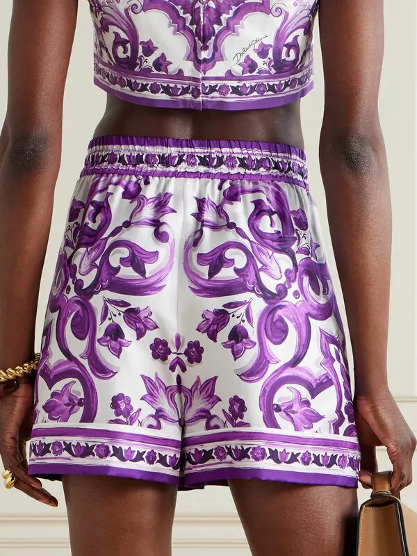 Dolce & Gabbana Printed Silk-twill Shorts
