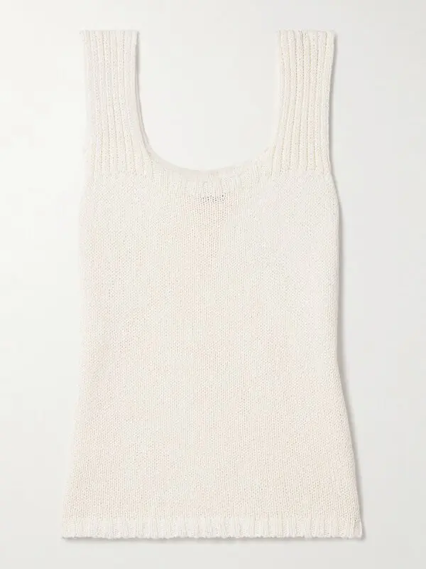 Khaite Wil Cotton Ribbed Tank Top - Neutrals